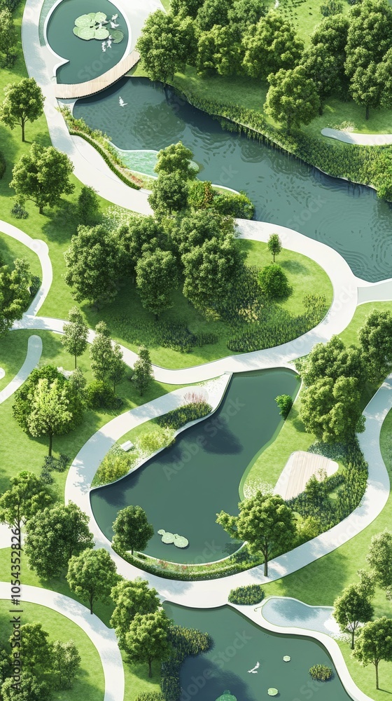 Ilustración de Stock Axonometric View of Landscaped Public Park with ...