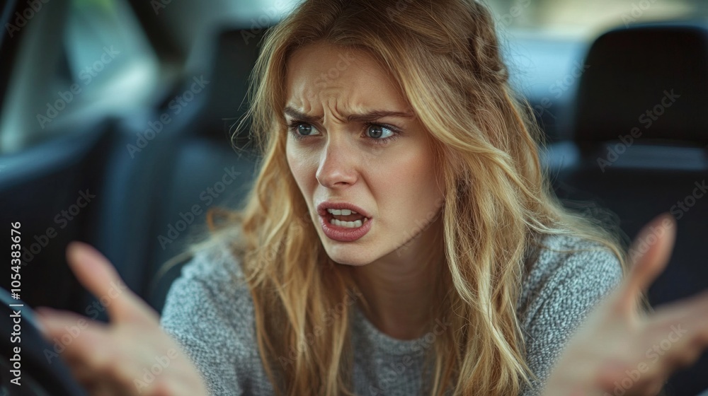 Family members arguing in the car during a road trip, symbolizing the ...