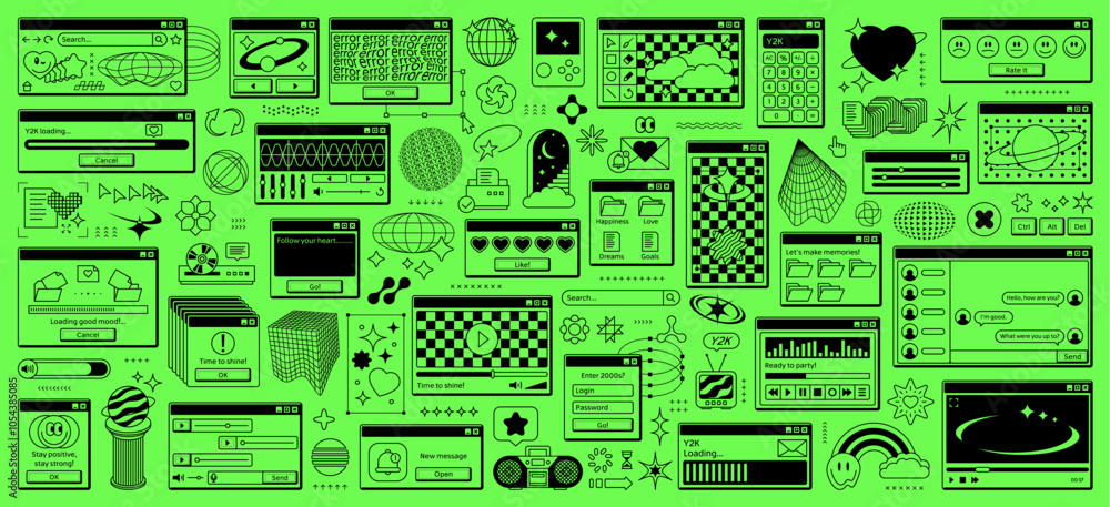 Стоковое векторное изображение «Rave y2k computer window page interface ...