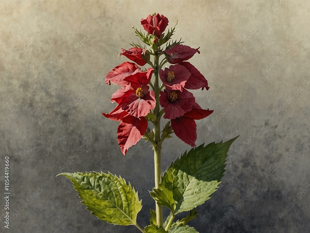 Watercolor of a single red dead-nettle flower, showcasing its beauty ...