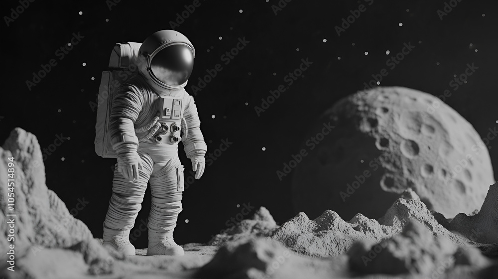 Cute Cartoon Style Moon Landing Cartoon Astronaut Landing on the Moon ...