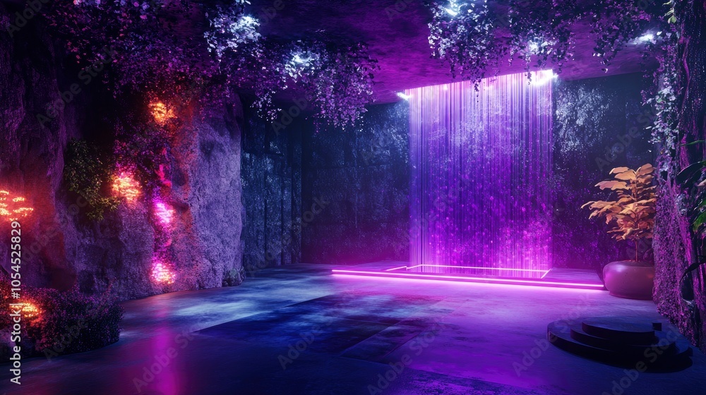 High quality 3D background scene as Presentation area in a d ark room ...