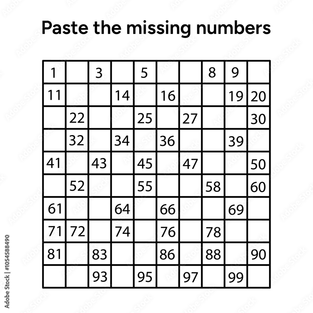 Paste the missing numbers education preschool worksheets for kids Stock ...