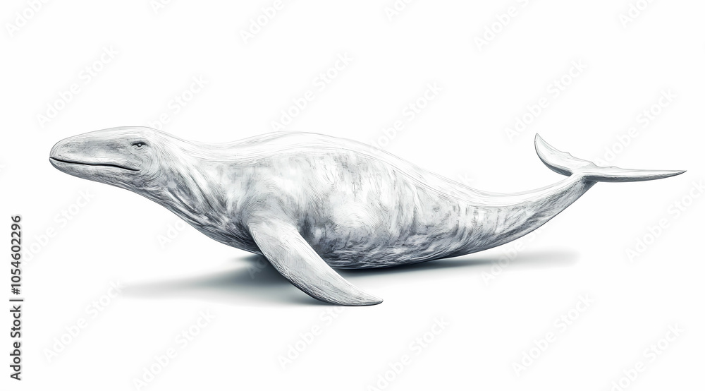 Basilosaurus Realistic on White Background: Marvel at the Serpentine ...