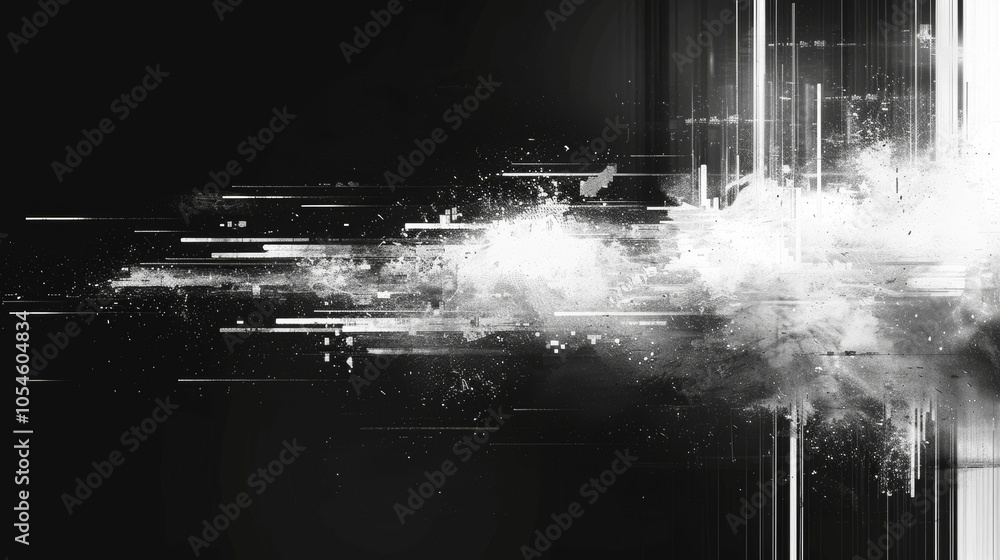 Horizontal distortion broken video image black background VHS glitch ...