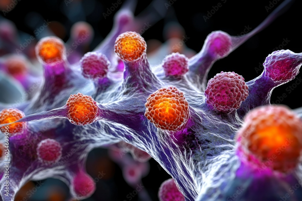 Hyper-realistic close-up of a stem cell starting to differentiate into ...