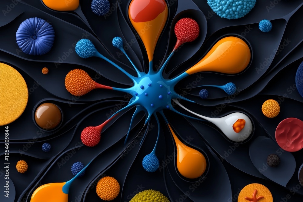 Pixel art of a stem cell transforming into different cell types, with ...