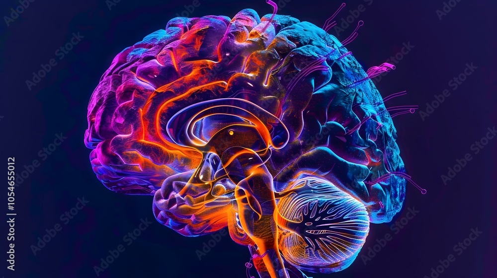 colorful brain image in black isolated background, Magnetic Resonance ...
