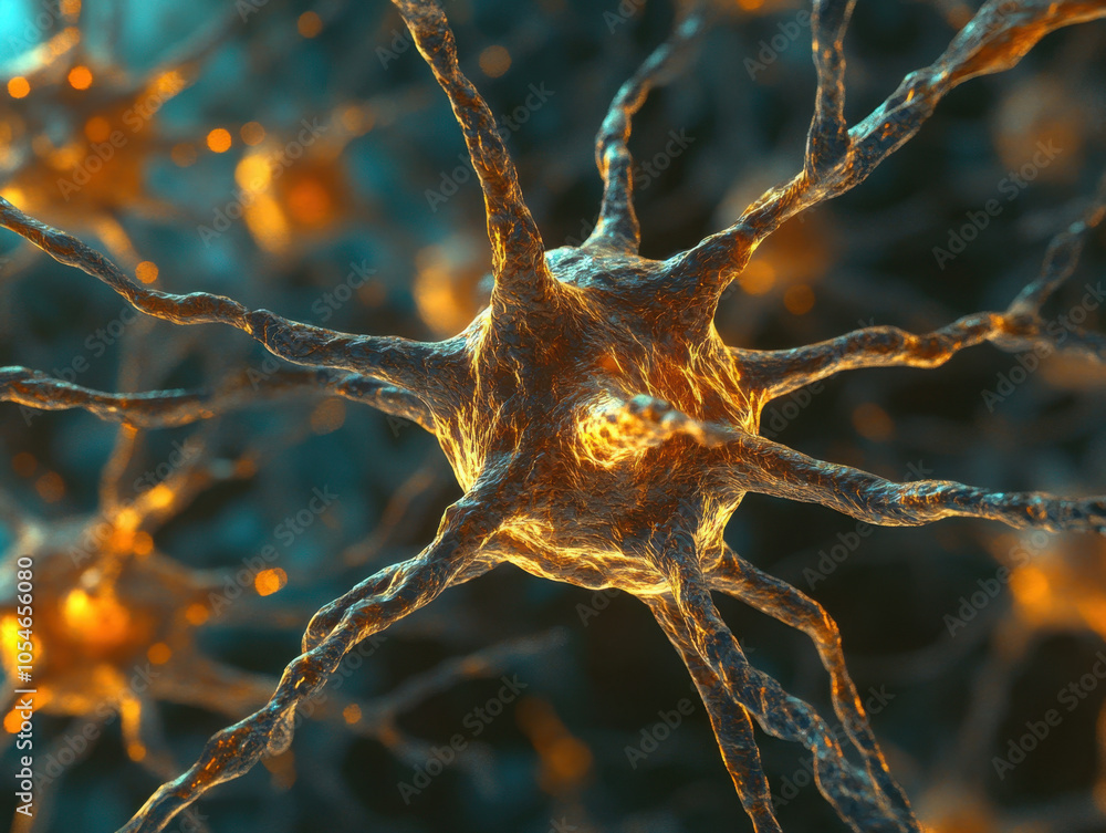 Nervous system neurons are depicted in this high definition 3D rendering, showcasing their ...