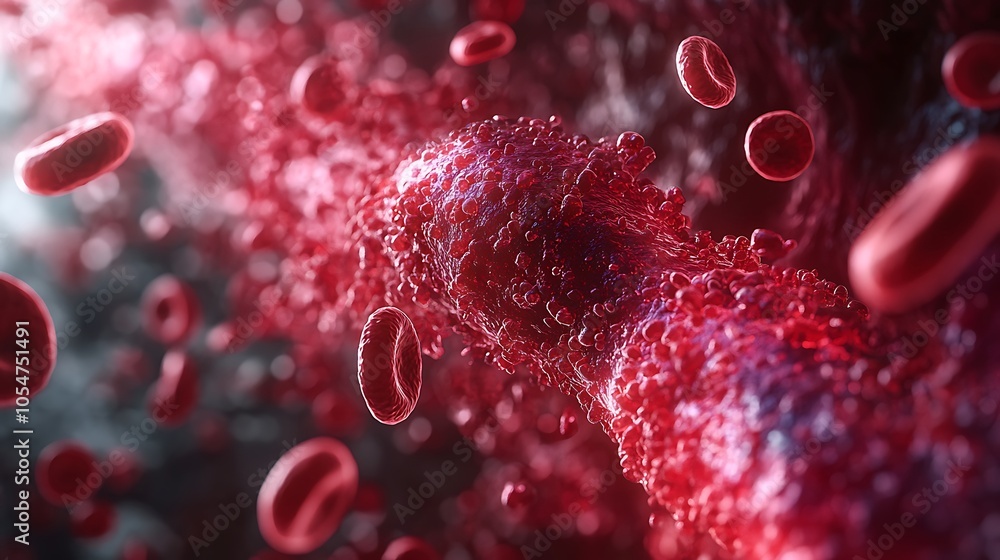 3D Diagram of Blood Clot Obstructing Vessel Flow Stock Illustration ...