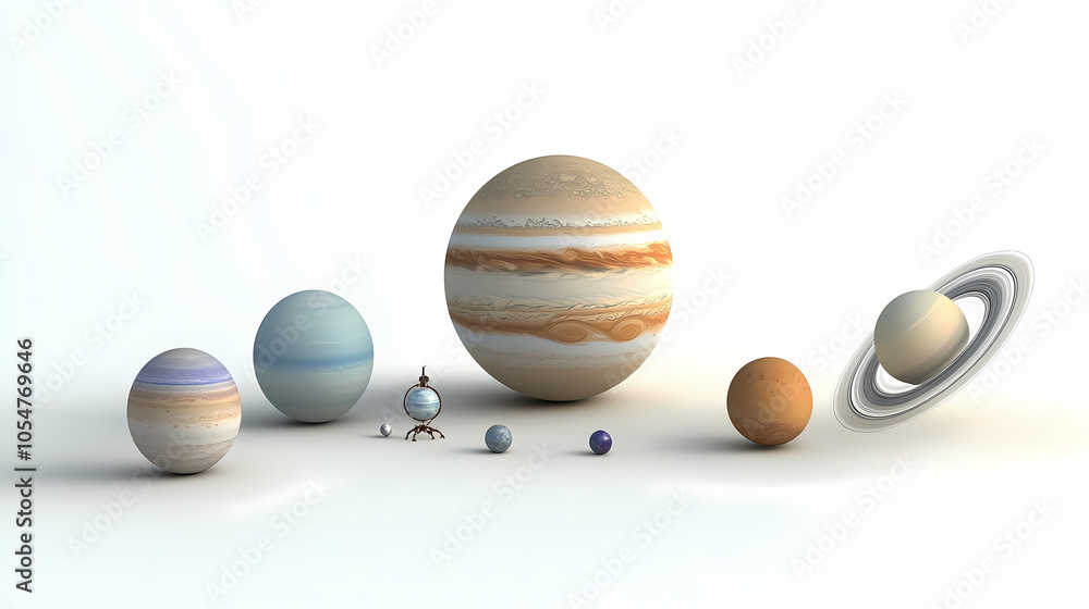 Planets of solar system on white background. Solar System Map ...