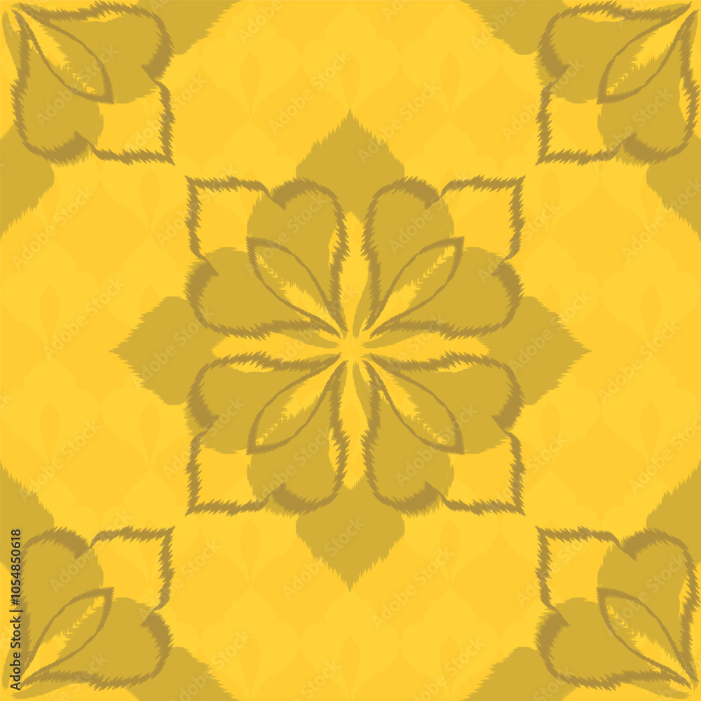 Ikat seamless Pattern - Antique Gold and Sunglow Theme Colors. Vector Illustrator Digital file ...