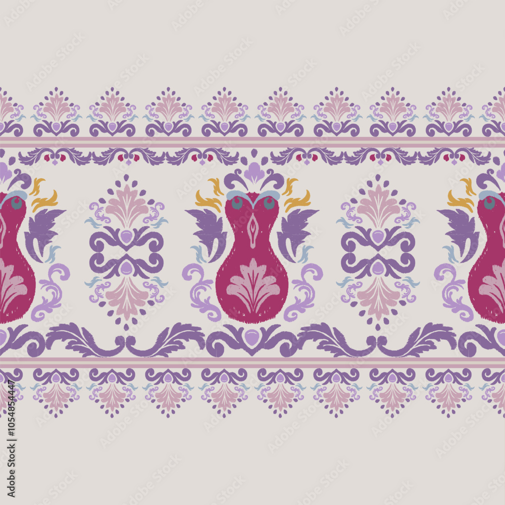 Ikat seamless Pattern - Pink and Purple Theme Colors. Vector ...