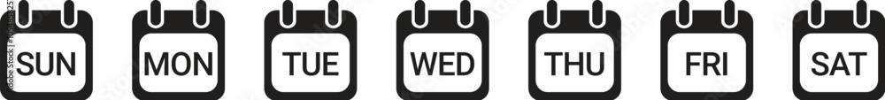 Vector image of calendar icons representing days of the week, from ...