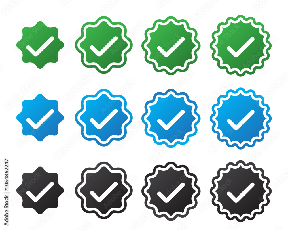 Verified badge icon set ,profile badge set Account verification icon collection. Social media ...