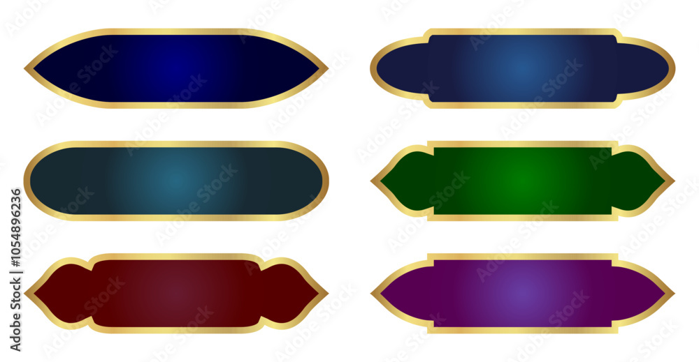 Set Of Luxury Color Golden Arabic Islamic Banner Title Frame Text Box ...