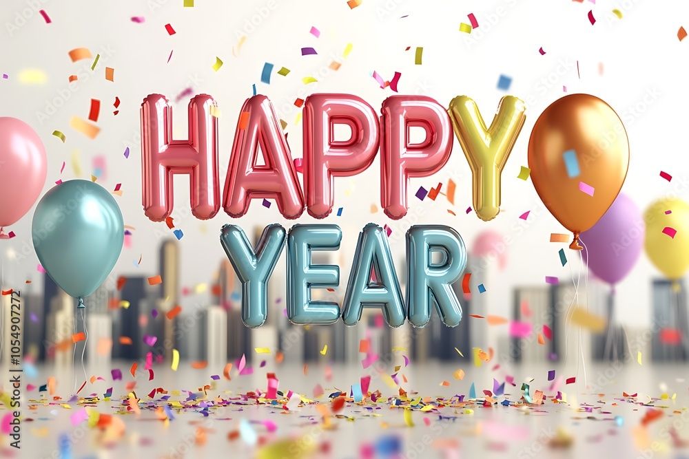 Happy new year 2025 design. With colorful truncated number and text illustrations.2025 numner ...