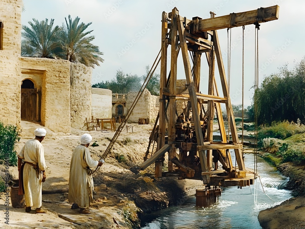Intricate Ancient Water Lifting Mechanism Operated by Traditional ...