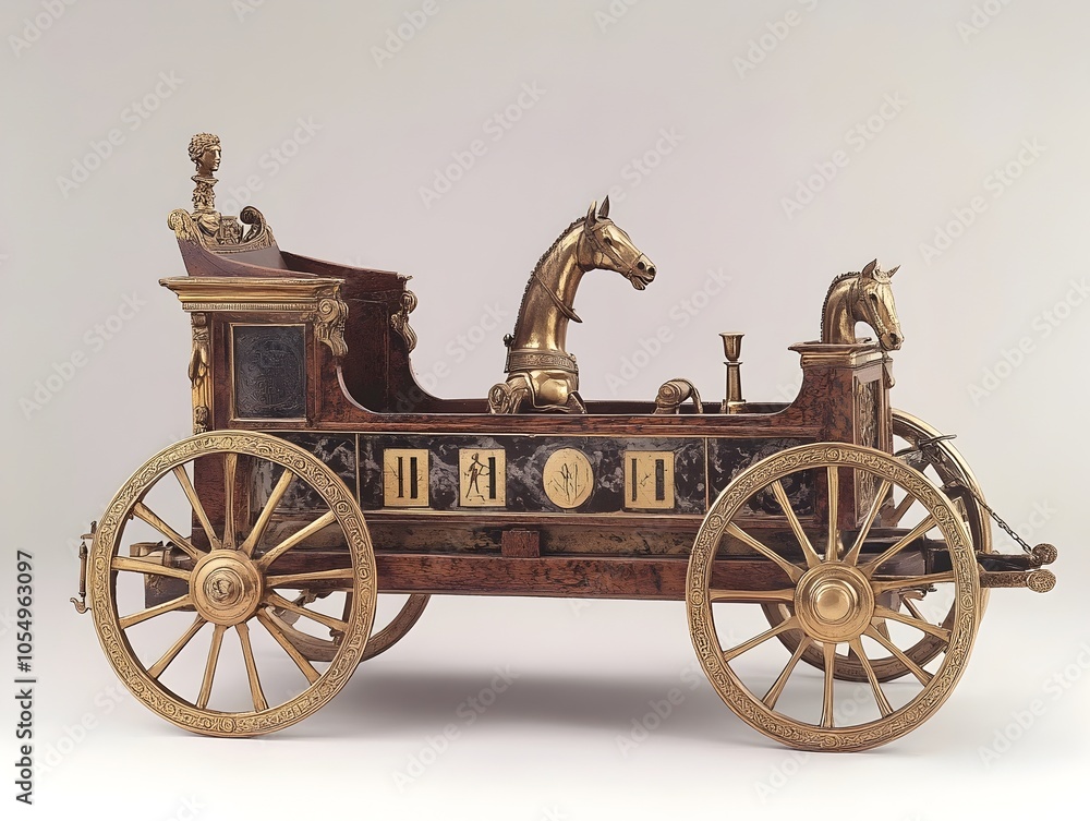 Ornate Brass and Copper Odometer in a Preserved Greco Roman Chariot ...