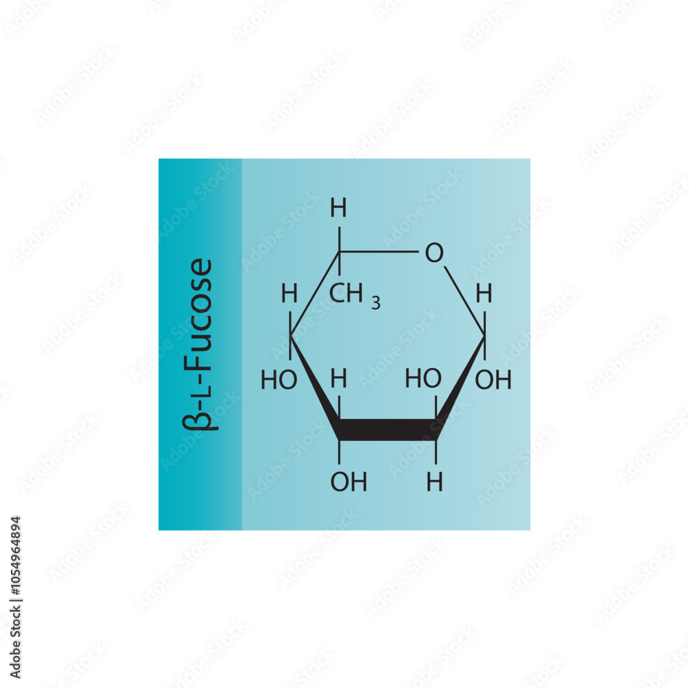β-L-Fucose skeletal structure diagram.Sugar compound molecule ...