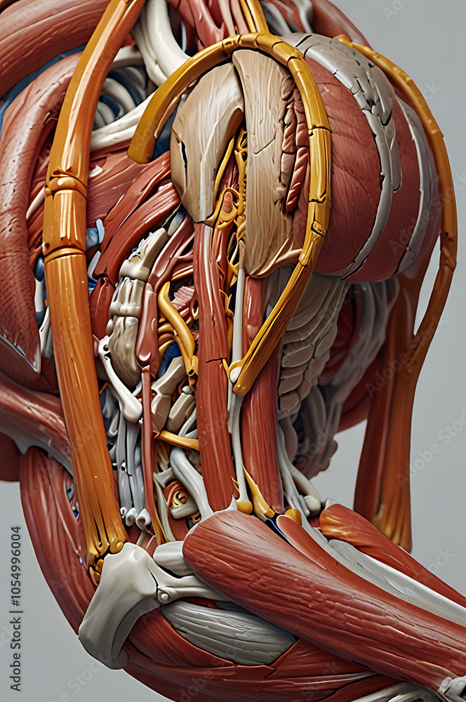 Intricate illustration of the bicep muscle anatomy, highlighting the ...