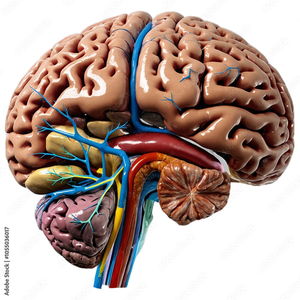 Detailed Anatomy of the Human Brain on Transparent Background for ...