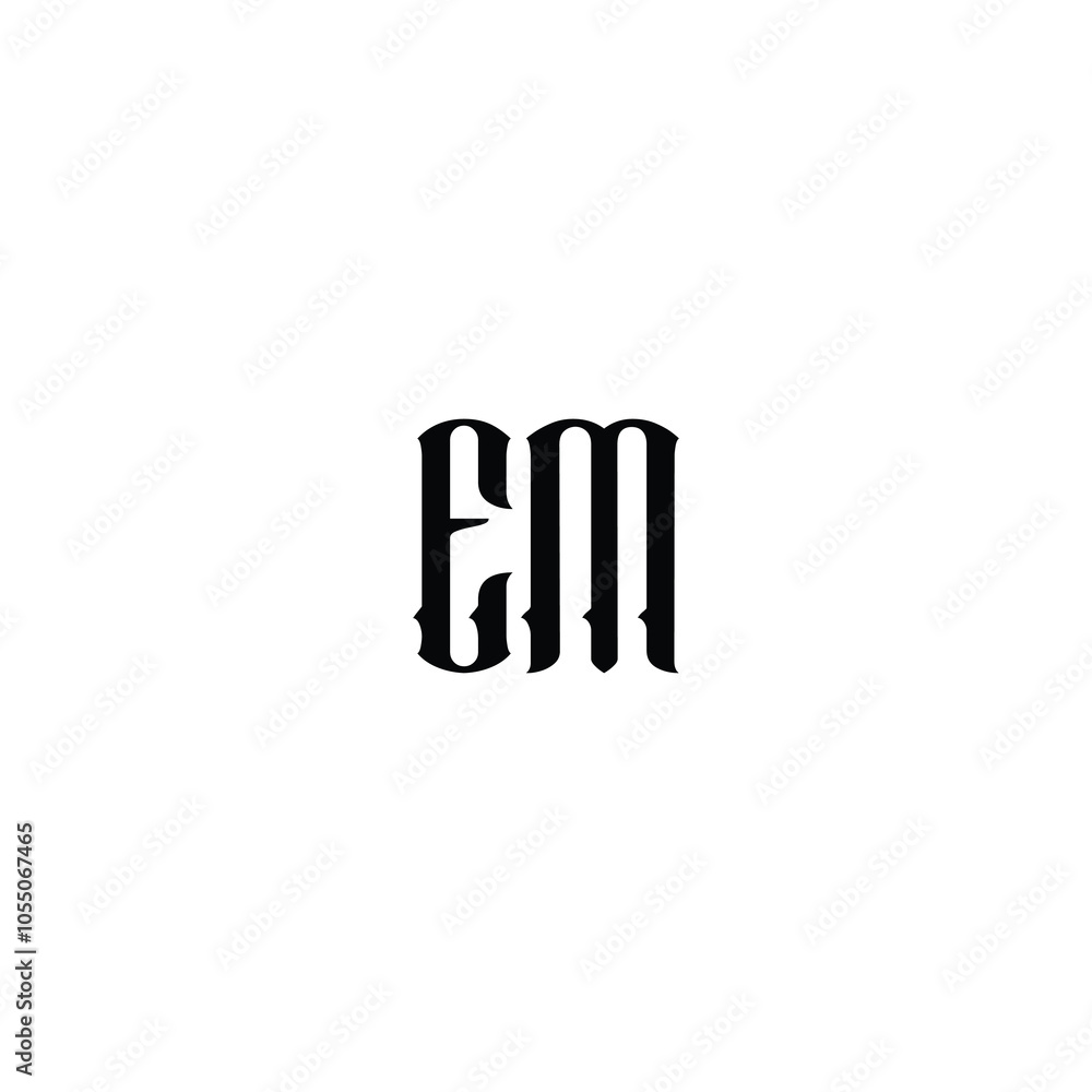 EM monogram logo design letter text name symbol monochrome logotype ...