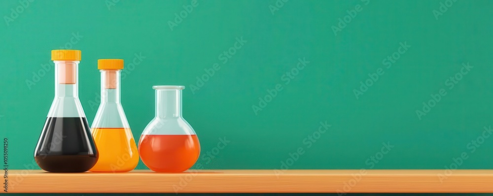 Chemistry classroom with titration setup on lab tables, chemistry ...