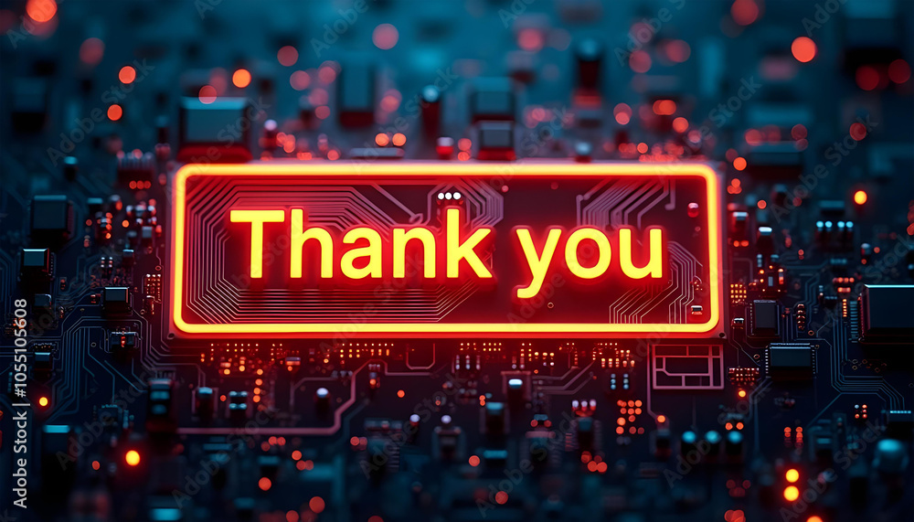 Thank You text glowing on technology computer の Stock イラスト | Adobe Stock