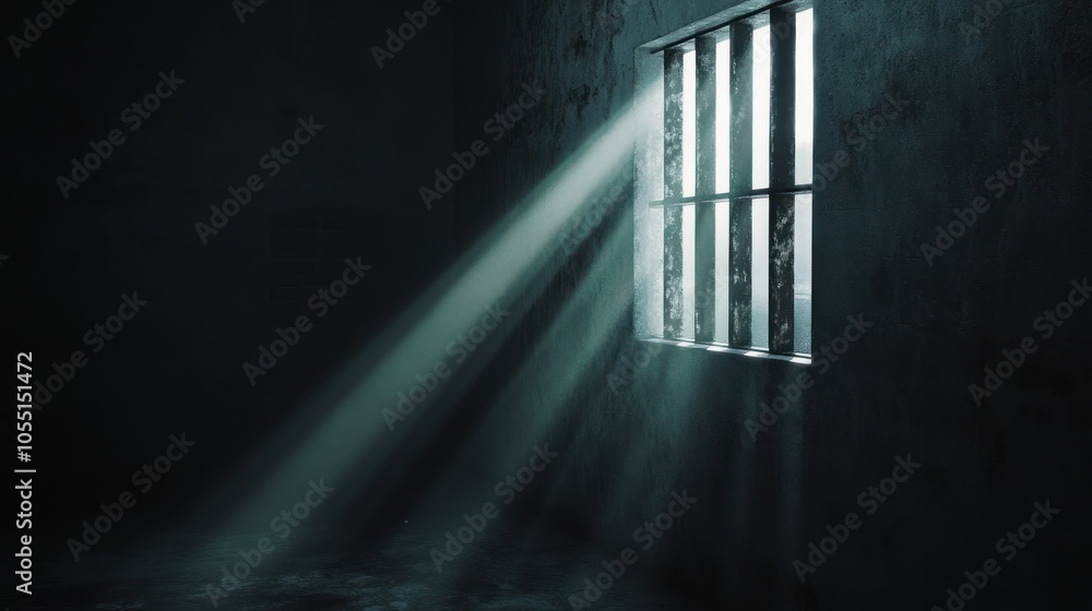 dark prison window bar light ray Stock Illustration | Adobe Stock