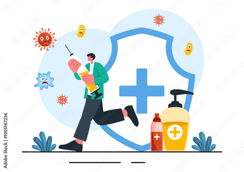Antibacterial Vector Illustration of Handwashing, Virus Prevention, and ...