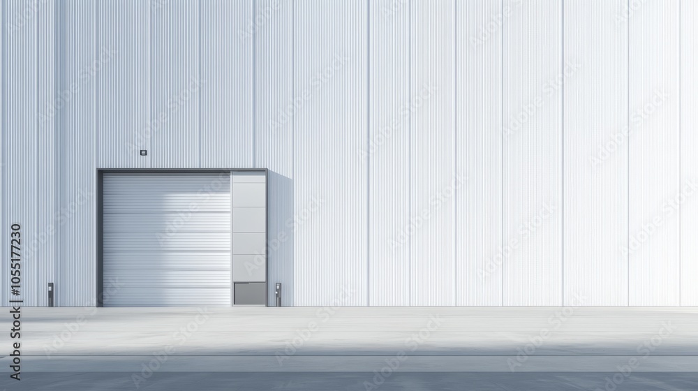 Industrial Loading Dock: Modern warehouse exterior with a closed ...
