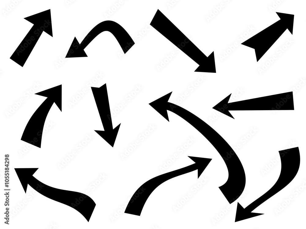 Flat style curved arrow icon collection isolated. different kinds of ...