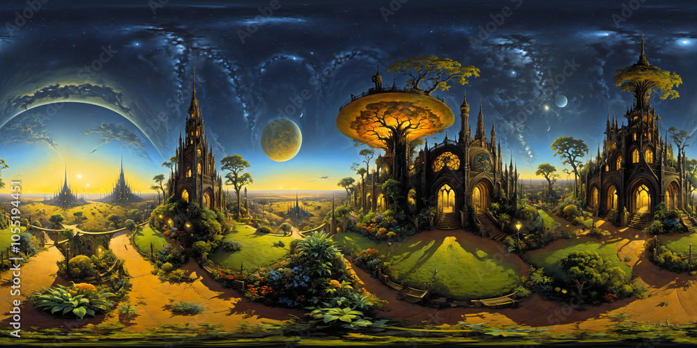 HDRI Fantasy Location Panorama Skybox 12 Stock Illustration | Adobe Stock