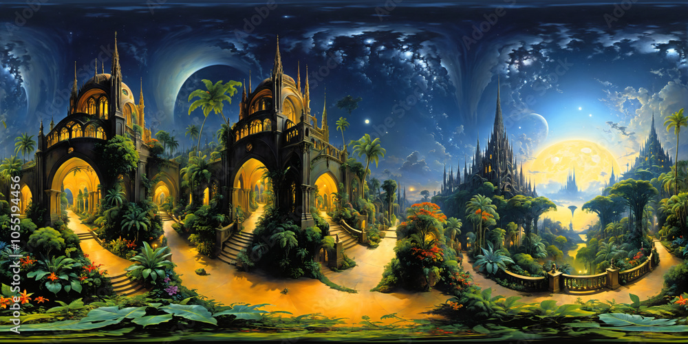 HDRI Fantasy Location Panorama Skybox 10 Stock Illustration | Adobe Stock