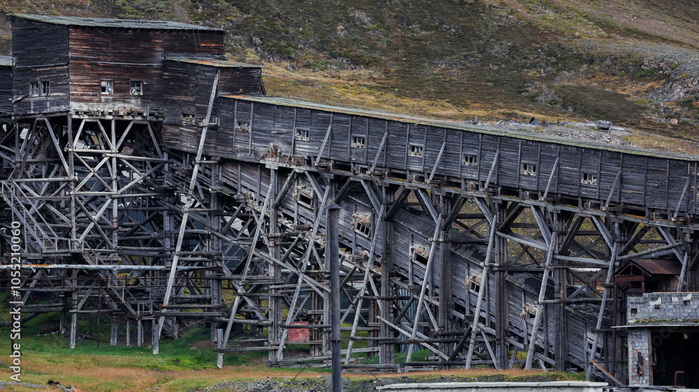 Abandoned coal mine structures in Pyramiden, Svalbard showcase decades ...