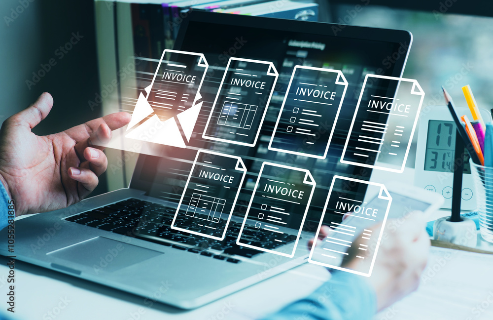 Financial report and banking management with E invoice bill.digital ...