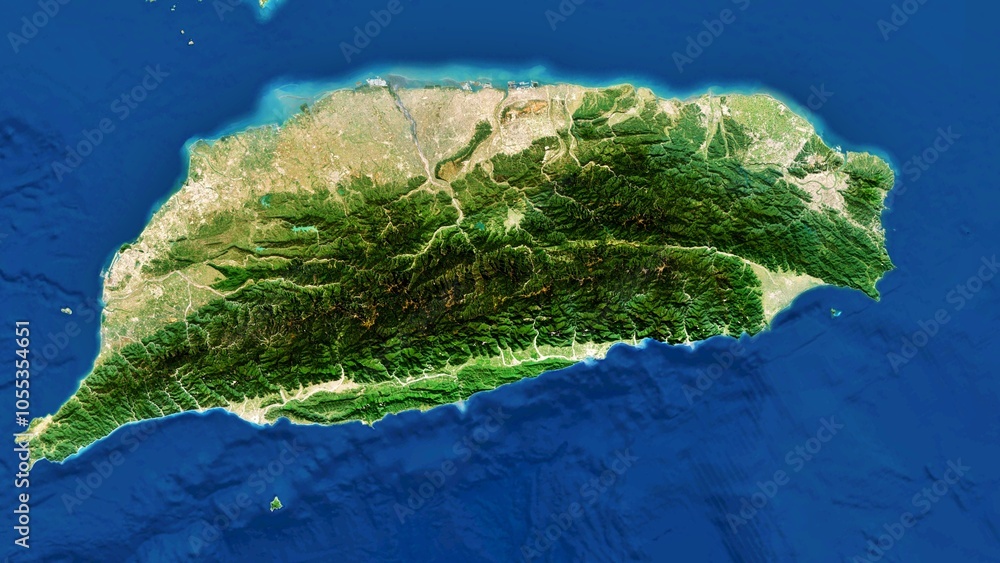 4K Taiwan Island Map, High Resolution Satellite View With No Border, Widescreen 4K Resolution ...