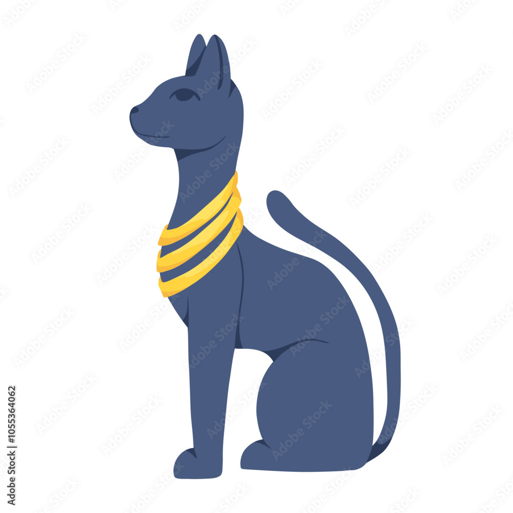 Vector de Stock Egyptian Cat. Bastet goddess. Blue cat with gold ...