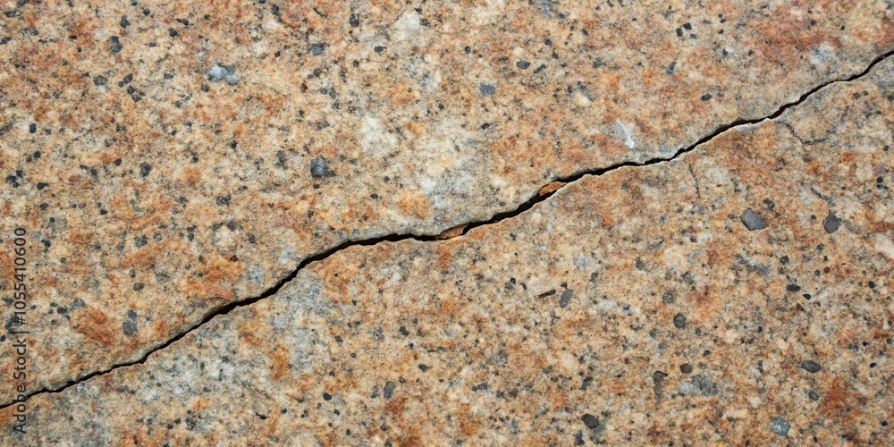Smooth, weathered granite surface with visible cracks and fissures ...