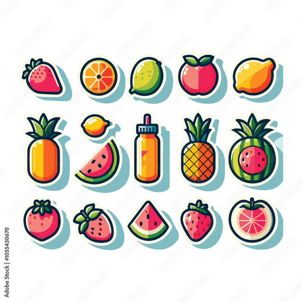 Fresh Fruit Still Life Vector, Lemon Silhouette Set, Delicious Fruits ...
