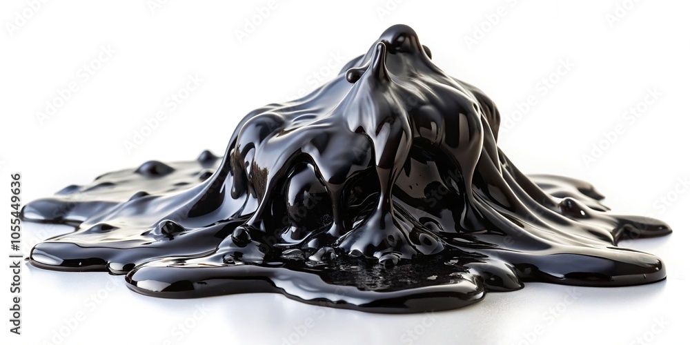Black slime spreading slowly across the ground, fungus, mire, black ...