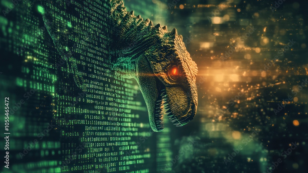 displaying complex programming code, with softly blurred images of ...