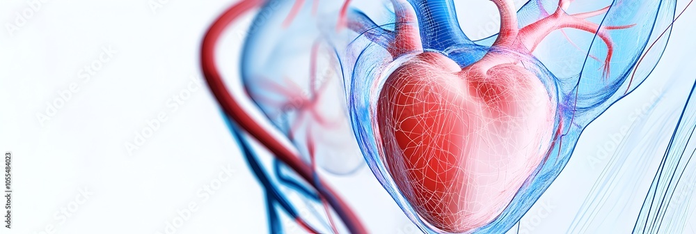Detailed 3D of a Human Heart Anatomy and Circulatory System. Graphic ...