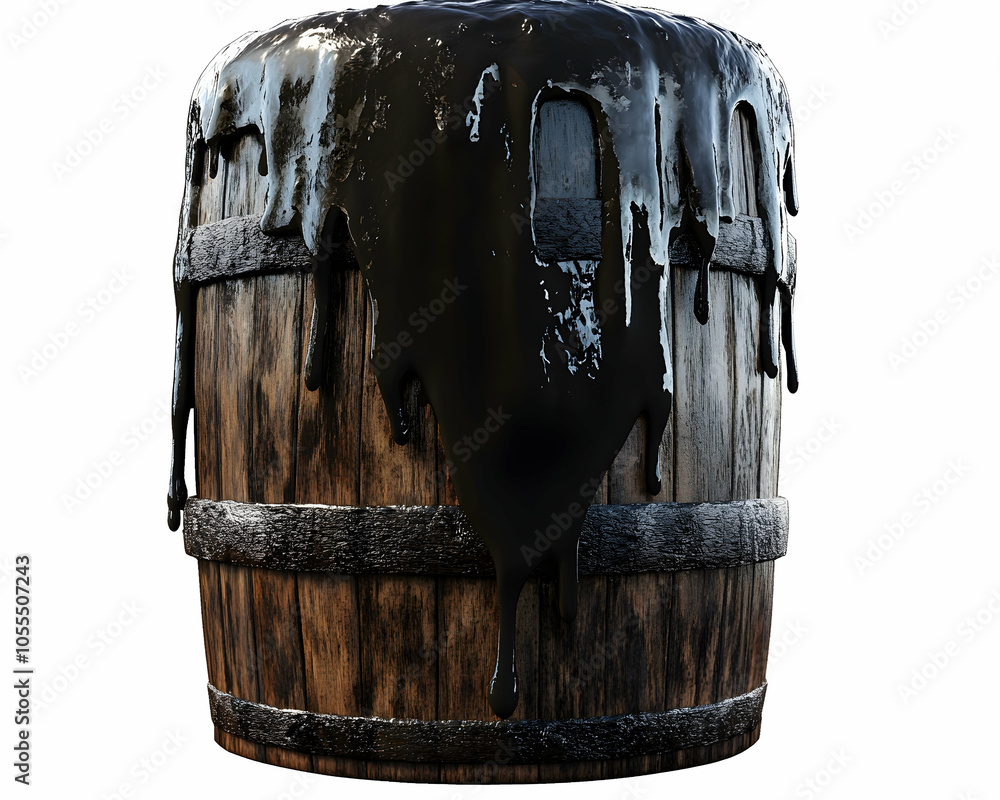Spilled Black Oil Leaking from Barrel, Environmental Pollution Concept ...