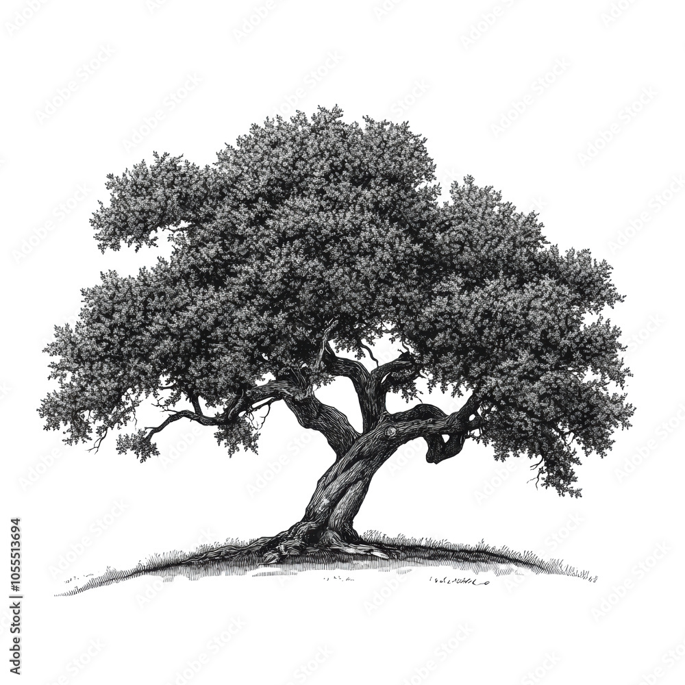 Stipple scientific botanical illustrations of mature tree. Isolated PNG ...