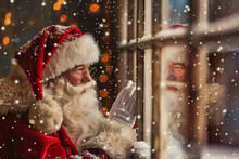 Santa Claus Peeking Through Window Free Stock Photo - Public Domain ...
