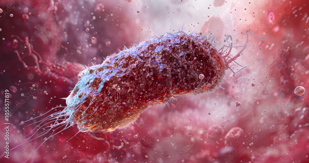 Ilustración de Stock Microscopic view of Enterobacteriaceae bacteria family. Enterobacter ...