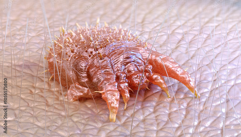 Sarcoptes scabiei, microscopic mite, causes scabies. Infestation ...