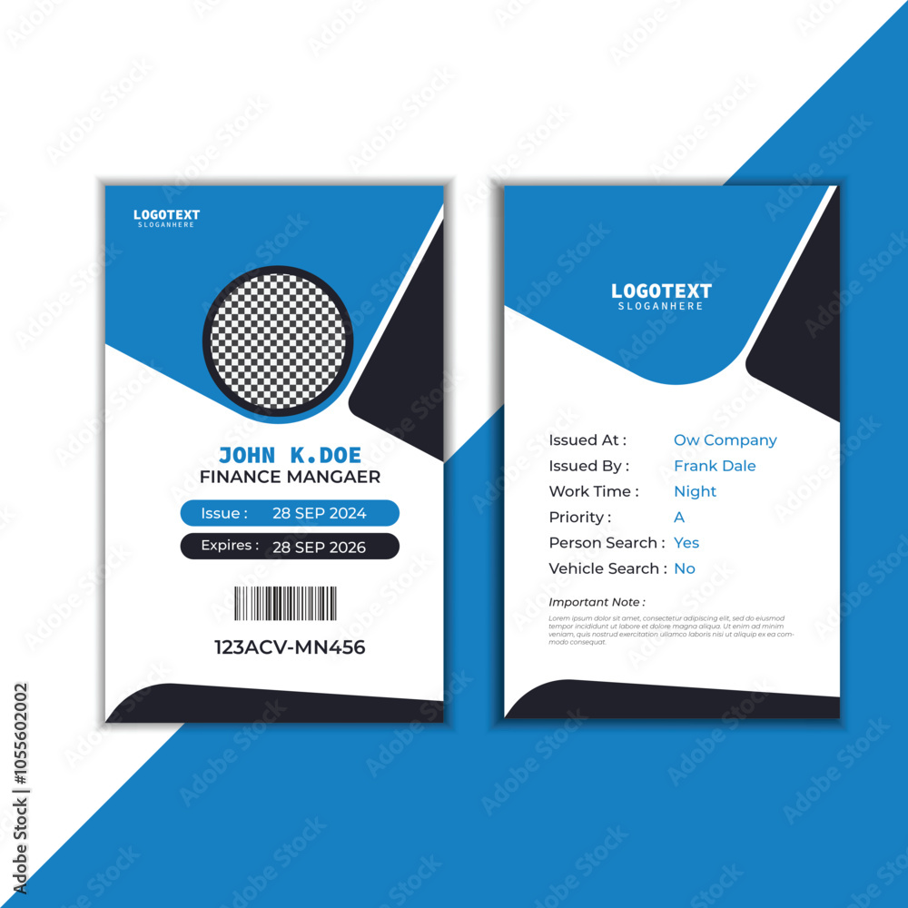Corporate ID Card Design Template. Modern Horizontal and Clean blue ...